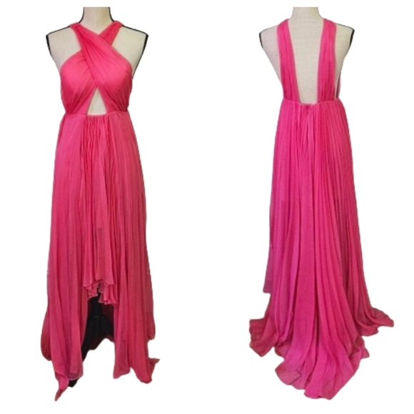 Nasty Gal | Dresses | Nasty Gal Pink Pleated Chiffon Halter W Back ...